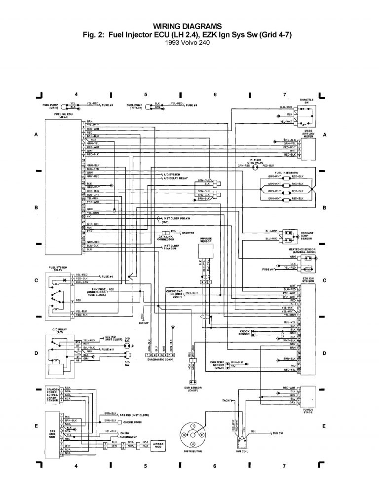 Volvo 240 (1993) – wiring diagrams – Fuel injector ECU (LH 2.4), EZK ...