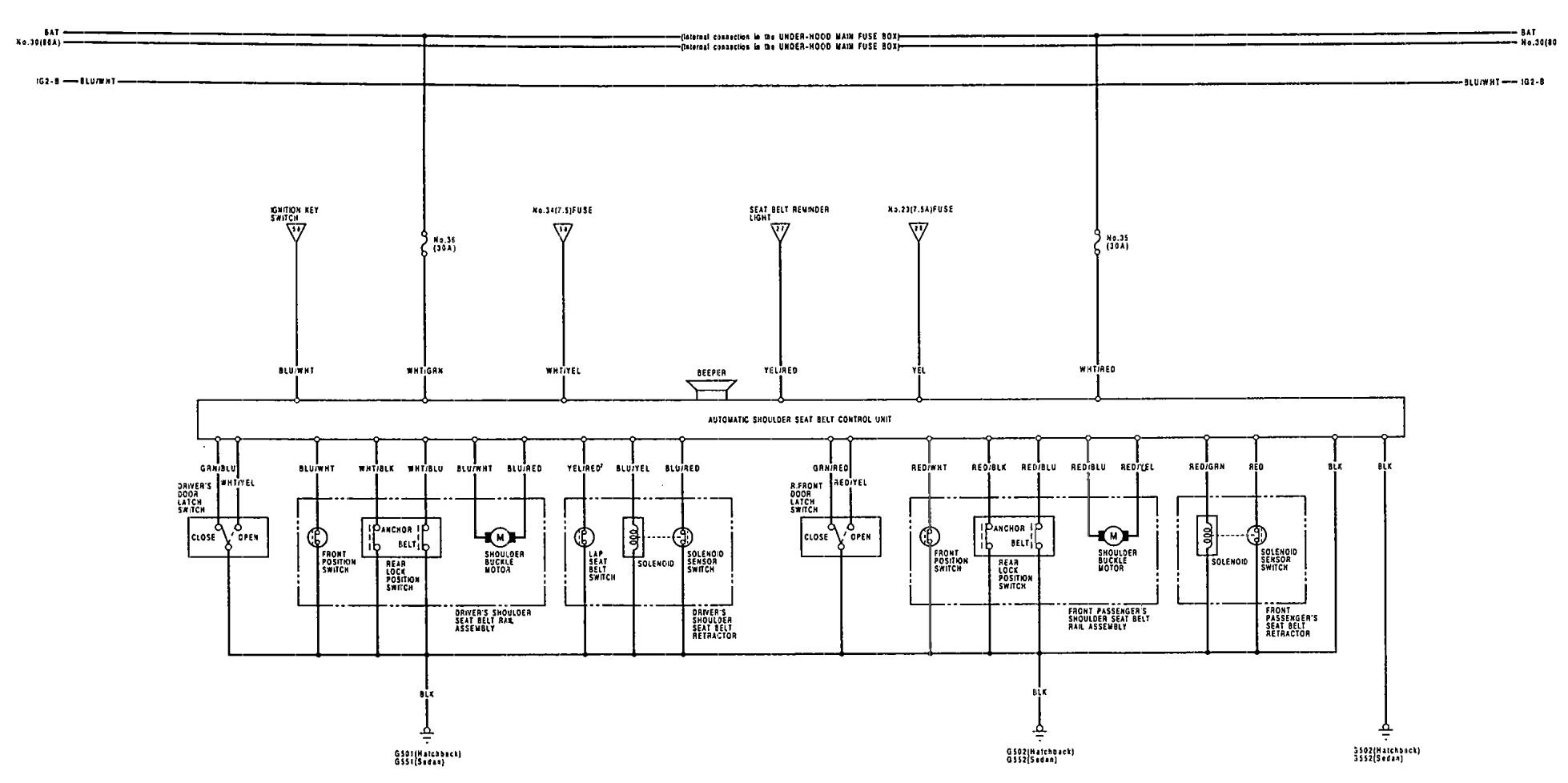 Acura Integra 1992 1993 Wiring Diagrams Seat Belt