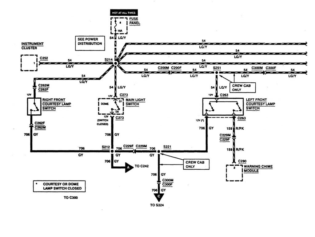 Ford F53 (1997) – wiring diagrams – courtesy lamps - Carknowledge.info