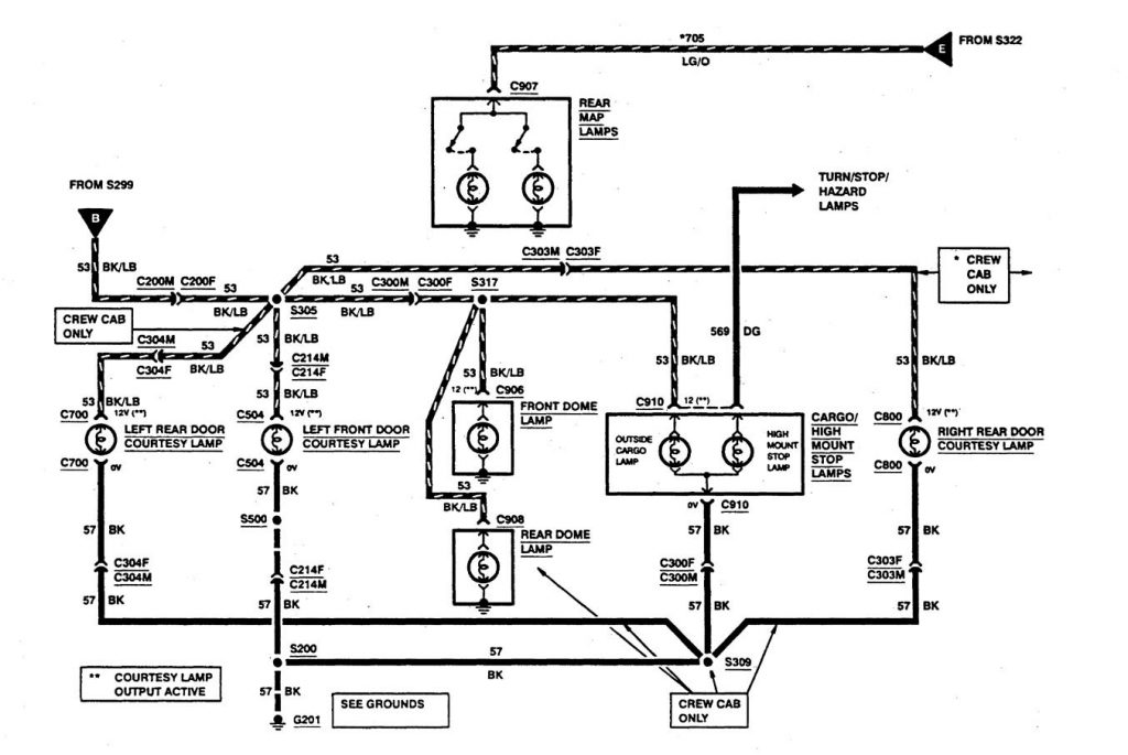 Ford F53 (1997) – wiring diagrams – courtesy lamps - Carknowledge.info