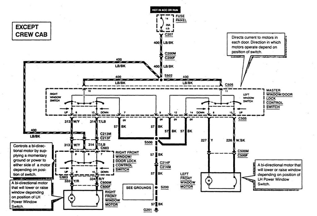 Ford F53 (1997) – wiring diagrams – power windows - Carknowledge.info
