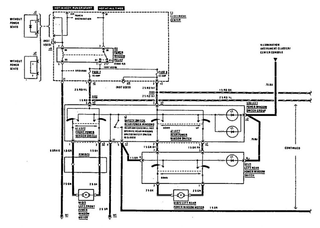 Mercedes 190E (1990 – 1991) – wiring diagrams – power windows ...