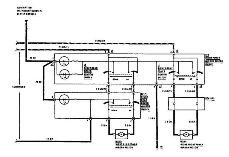 Mercedes 190E (1990 – 1991) – wiring diagrams – power windows ...